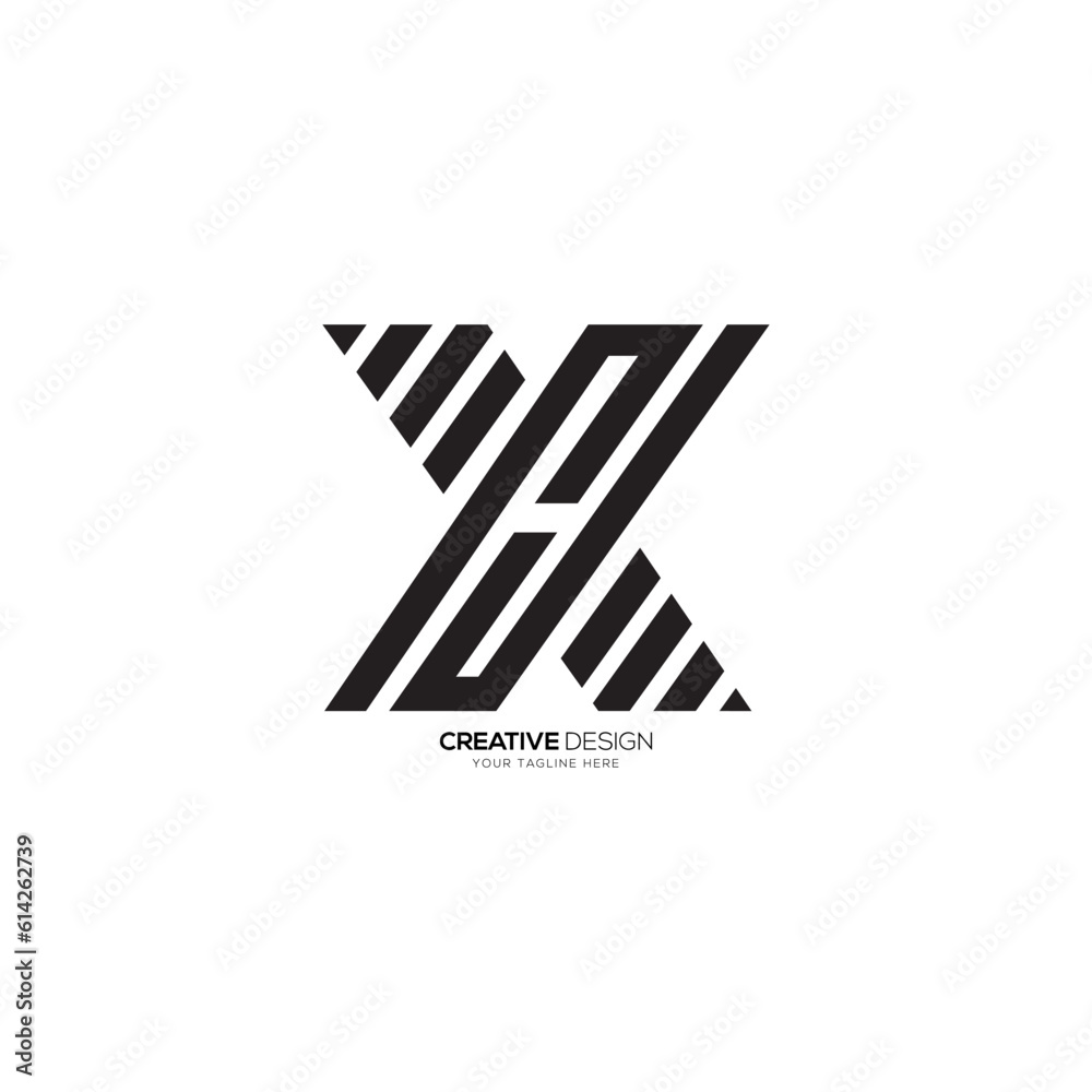 Modern minimal line shape letter HX or XH negative space monogram logo ...