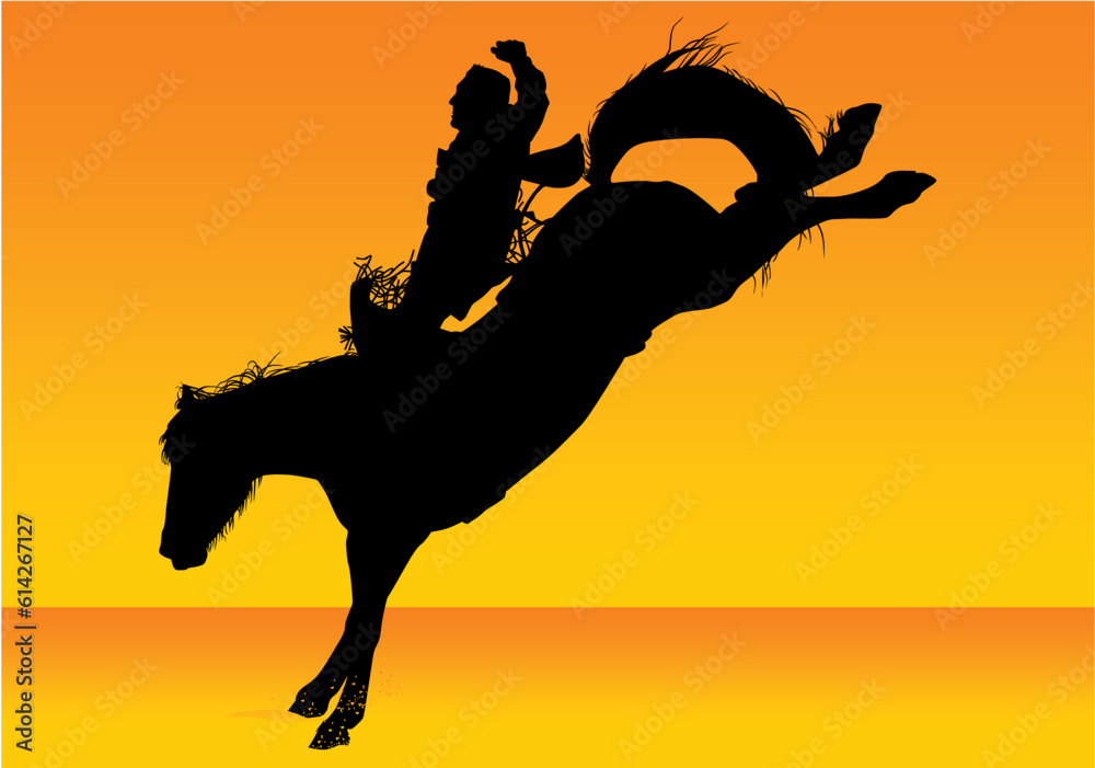 rodeo, silueta, vaquero, vaquillas, caballo Stock Vector | Adobe Stock