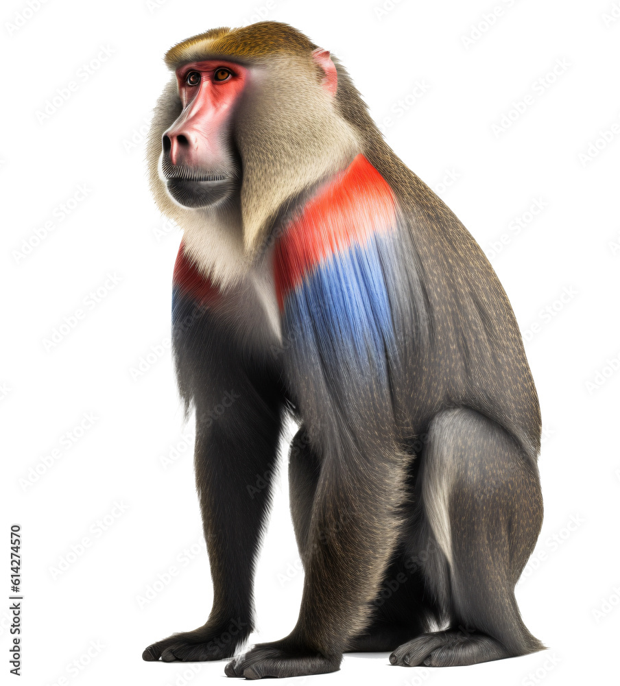 Mandrill monkey isolated on the transparent background PNG. AI ...