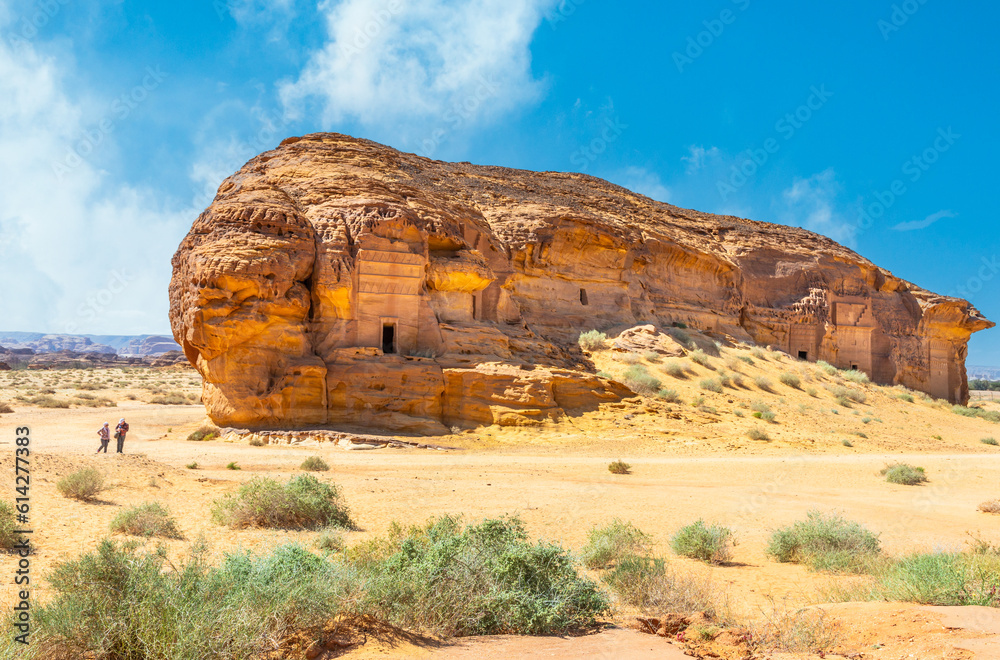 Jabal al Ahmar ancient Nabataean civilization tombs carved in stone ...