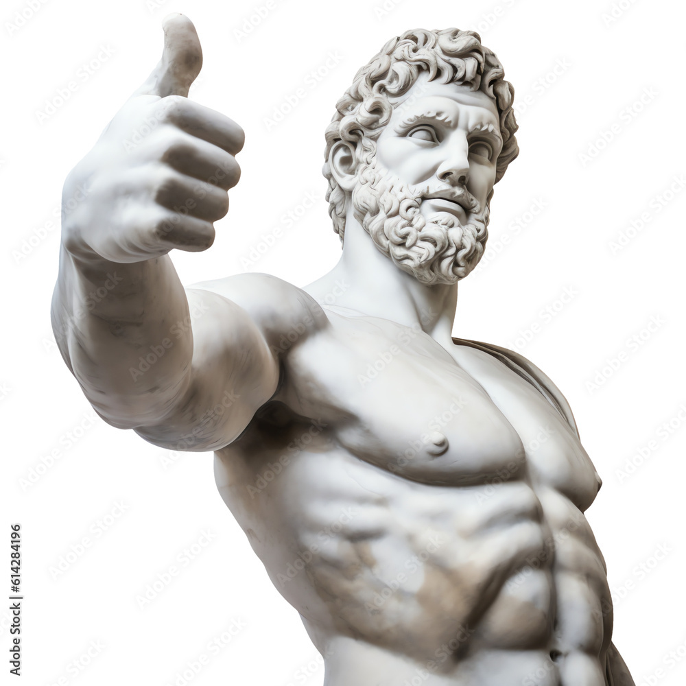 Greek statue thumbs up isolated on transparent background - Generative ...