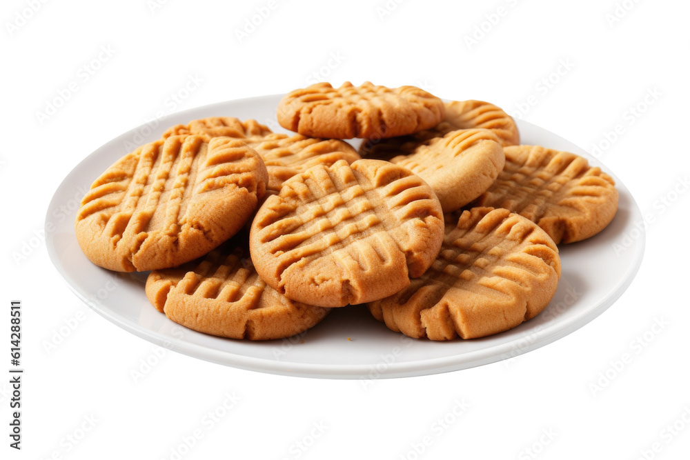 Delicious Plate of Peanut Butter Cookies on a Transparent Background ...