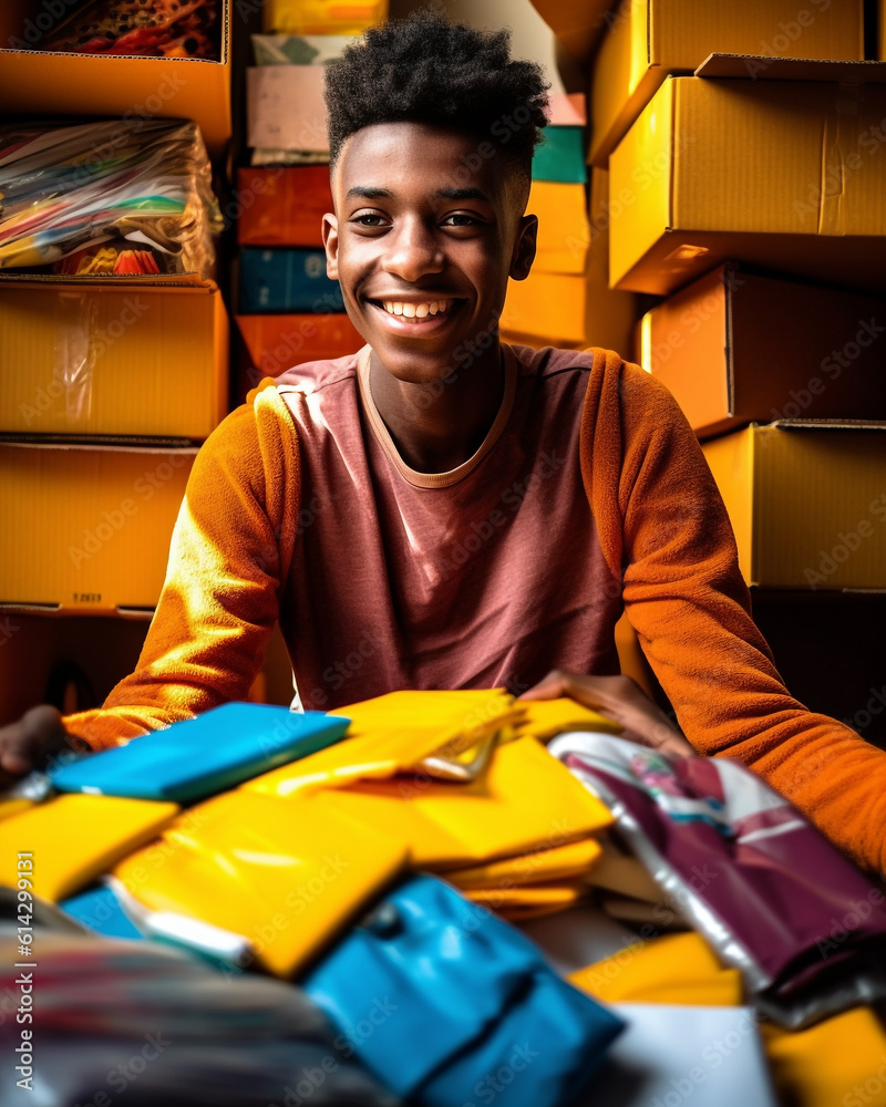Young Afro descendant student packs for campus move. Challenging but ...
