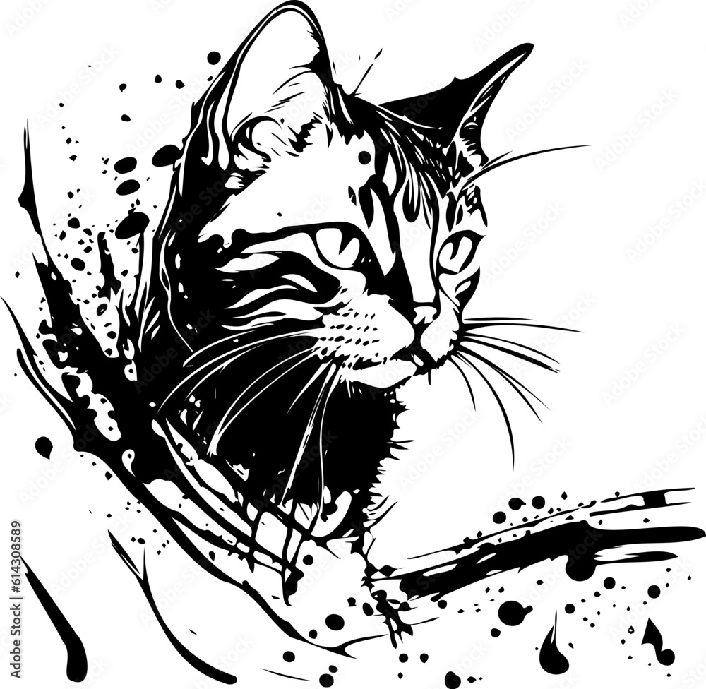 Vector cat illustration, captivating art, digitally created. Feline ...