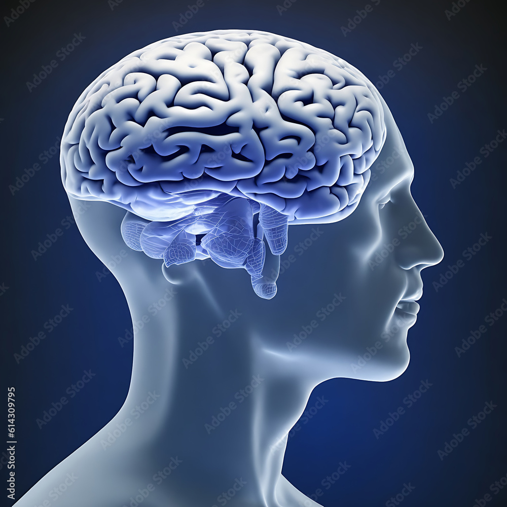 3d medical figure with brain highlighted on white background created ...