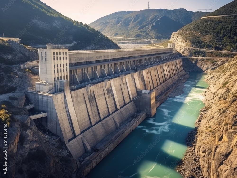 large hydroelectric power station exterior. Hydropower power. created ...