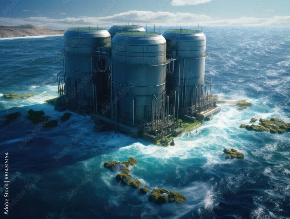 large ocean energy power station on the sea water. created with ...