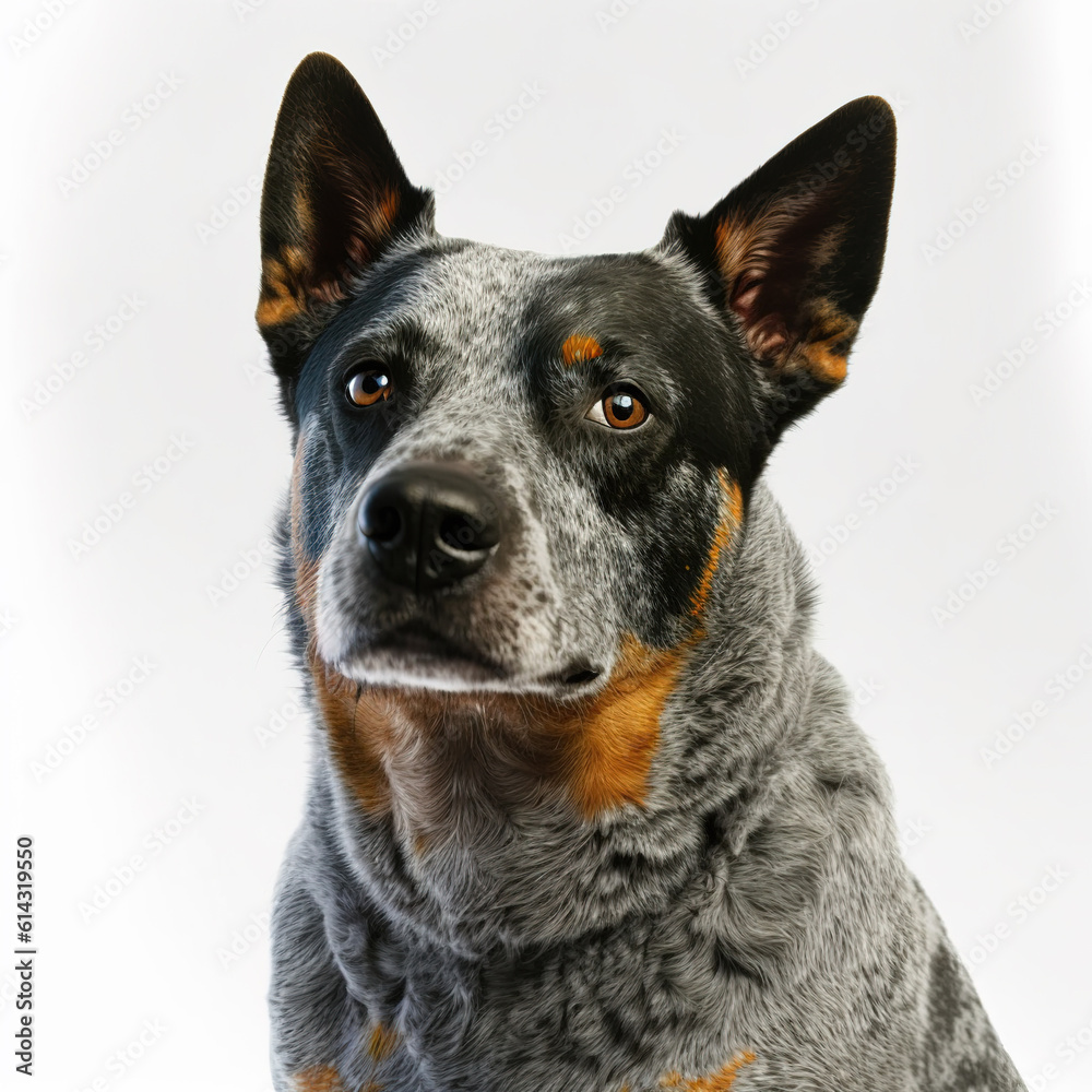 Ravishing hyper realistic Australian blue heeler isolated on white ...