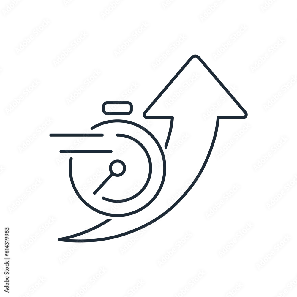 Up arrow and stopwatch with speed. Fast enhance, increase. Vector ...