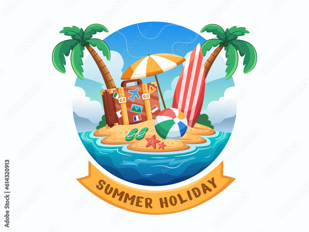 Vektorová grafika „A fun summer holiday cartoon vector illustration ...