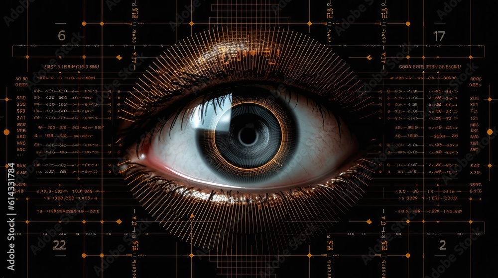 Biometric Authentication Eye Scanning Online Trading Chart Background ...