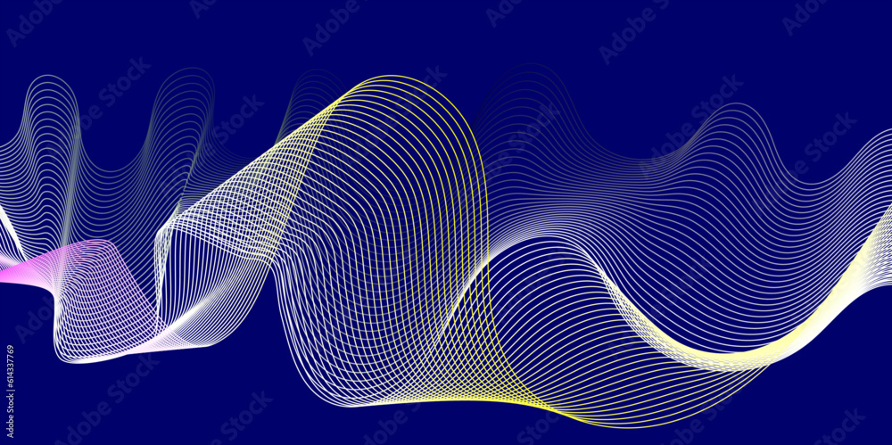Abstract blue wave lines on transparent background. Digital frequency ...
