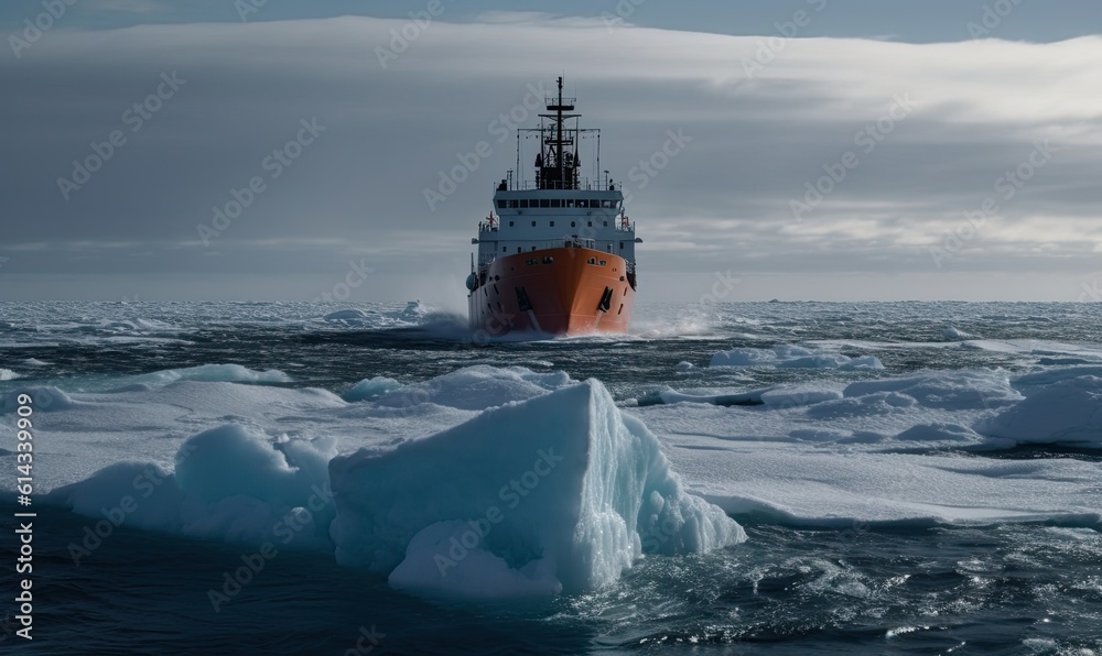 The mighty icebreaker sails the treacherous Atlantic Ocean Creating ...