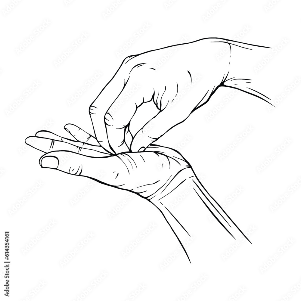 Two Hand drawn gesture sketch vector illustration line art Stock Vector ...