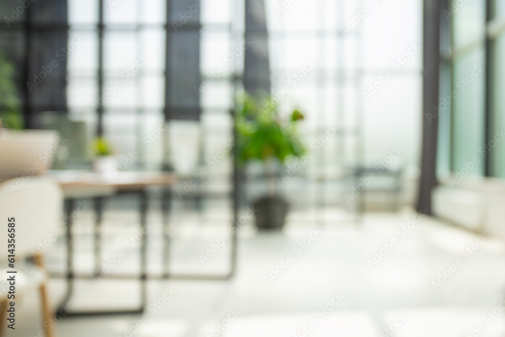 Business office without people with blurred bokeh background Stock ...