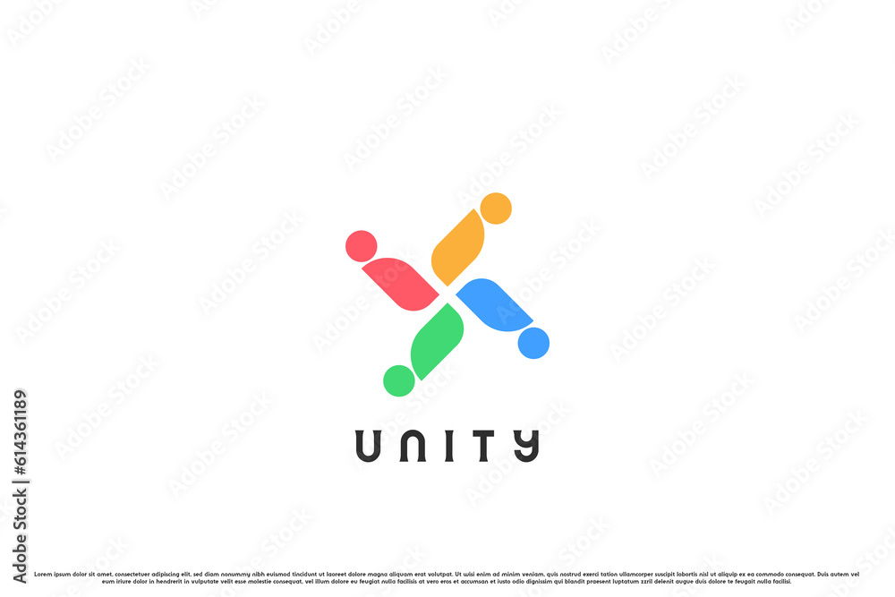 People unity logo design illustration. Silhouette of a collection of ...