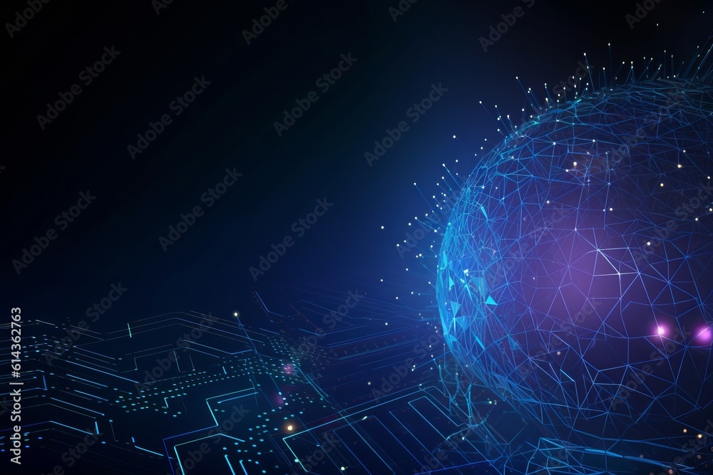 Quantum computer technologies concept. Futuristic blue circuit board ...