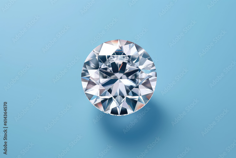 Top view of one beautiful brilliant gemstone with facets isolated on a ...