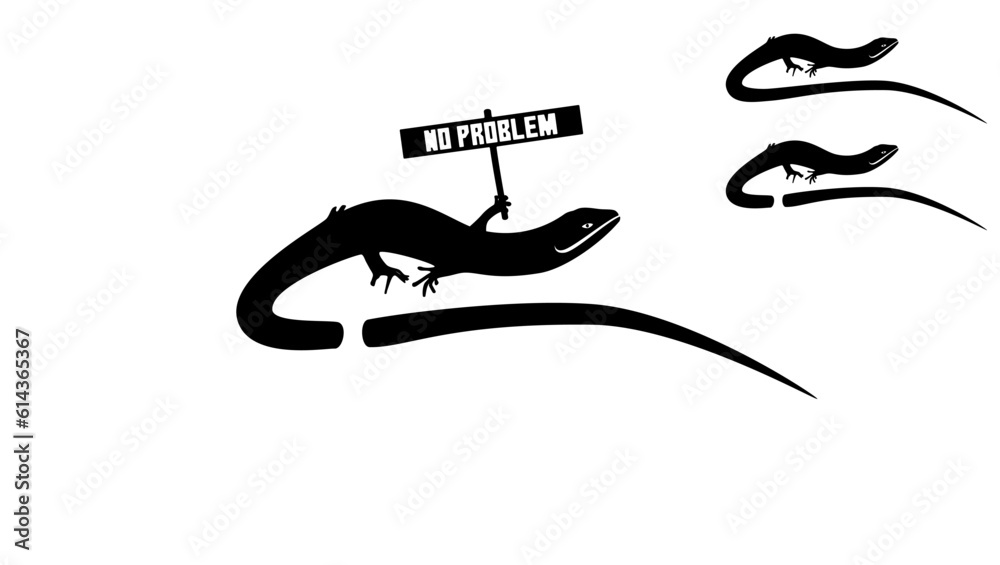 tailless lizard silhouette, insurance claim symbol, recovery symbol, a ...