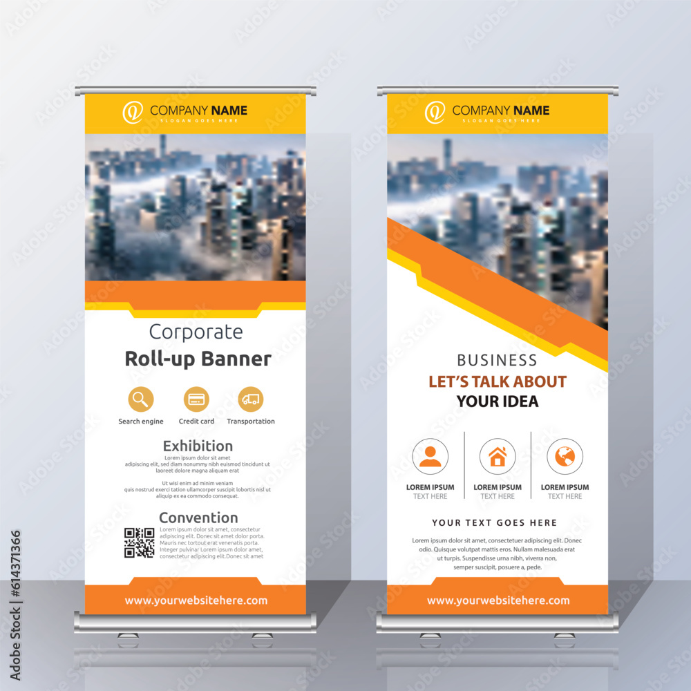 Roll up banner design template, vertical, abstract background, pull up ...