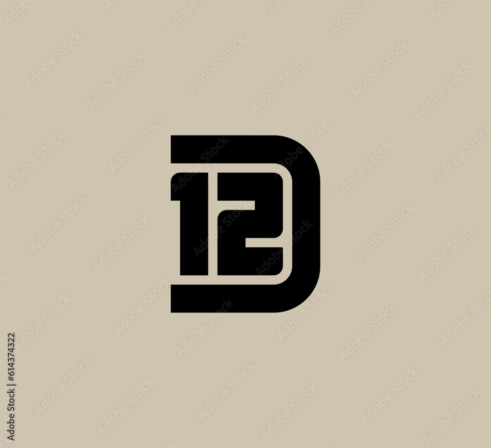 Number 12 and letter D Logo design. D12 or 12D - Elegant universal ...