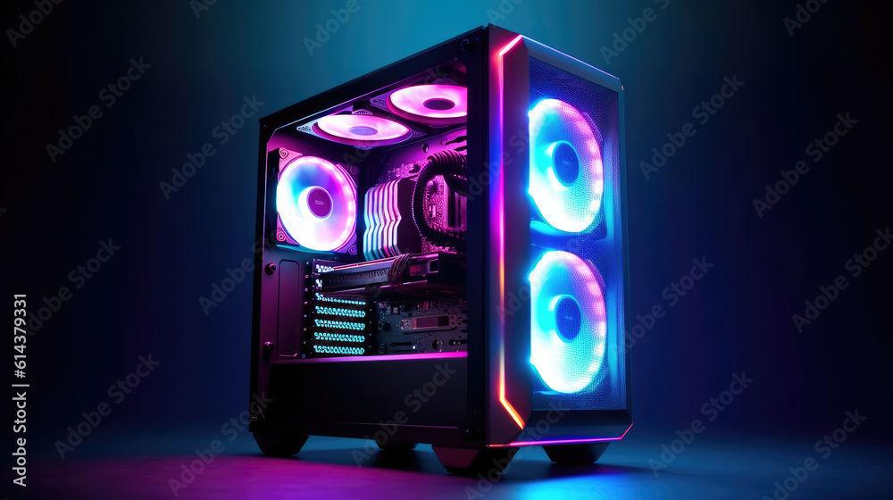 A gaming computer with RGB LED lighting Stock Illustration | Adobe Stock