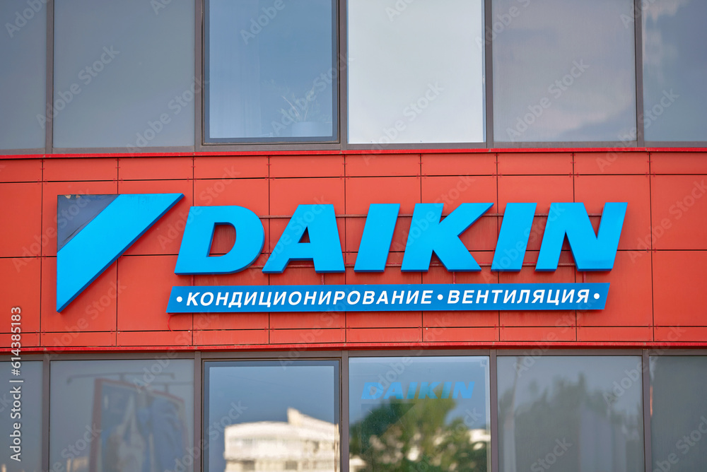 Minsk, Belarus. Jun 9, 2023 : Daikin sign on building facade. Daikin ...