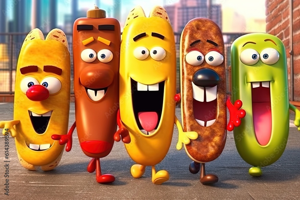 Hot Dog Heroes, a group of animated characters with extraordinary ...