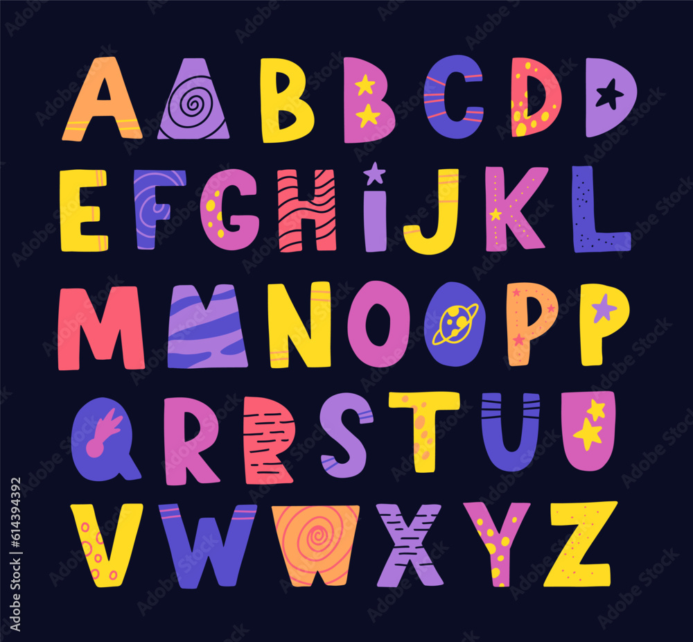 Grafika wektorowa Stock: Abstract decorative English alphabet. Space ... Grafika wektorowa Stock: Abstract decorative English alphabet. Space ...