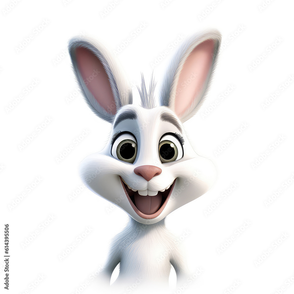 Cartoon hare mascot smiley face on white background Stock Illustration ...