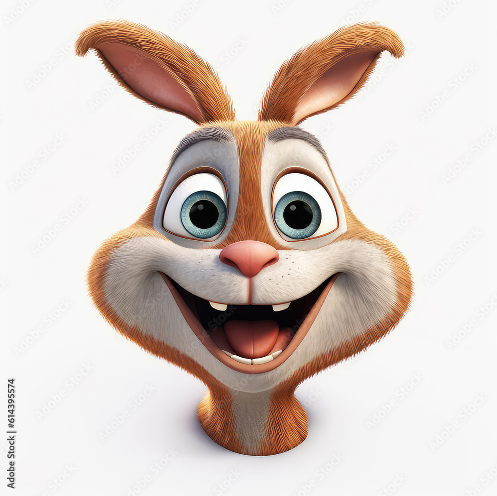 Cartoon hare mascot smiley face on white background Stock Illustration ...