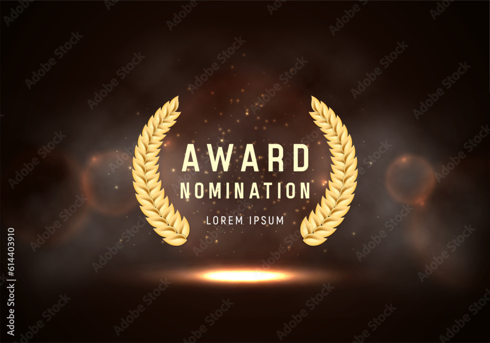 Award nomination with golden laurel wreath. Vector illustration. Stock ...
