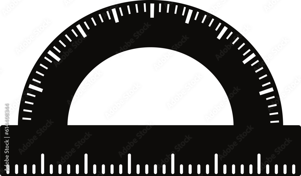 Vetor de Black silhouette of Protractor grid for measuring degrees icon ...