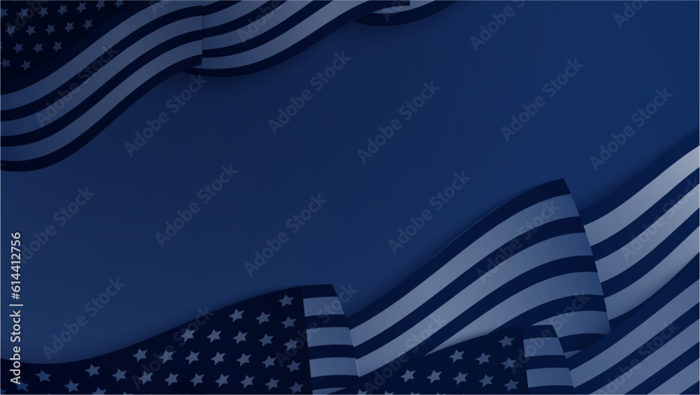 Vector realistic waving american flag blue background Stock Vector ...