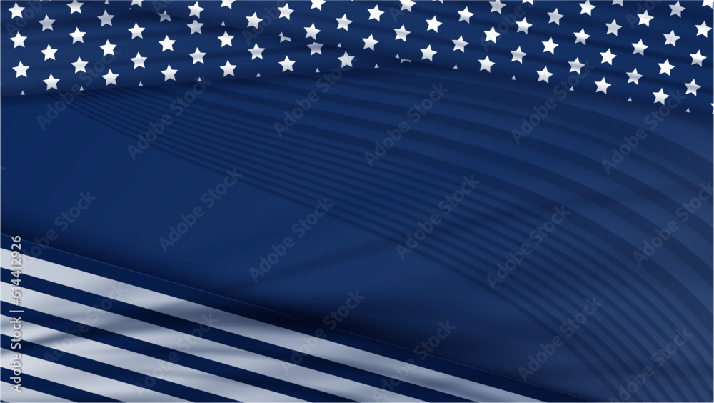 Vector flat waving american flag blue background Stock Vector | Adobe Stock
