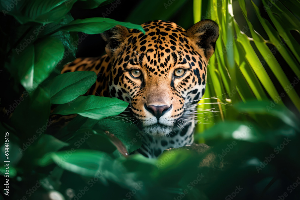 Jaguar with its gaze, power, and grace of a magnificent predator. Sleek ...