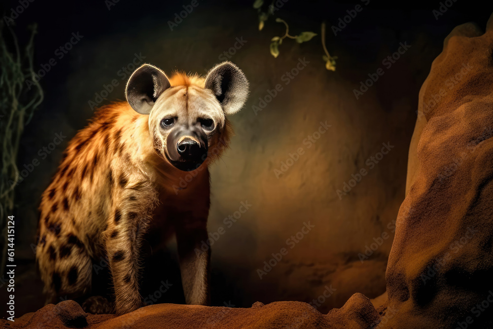 Hyena portrait. Hyenas are known for their complex social structure ...