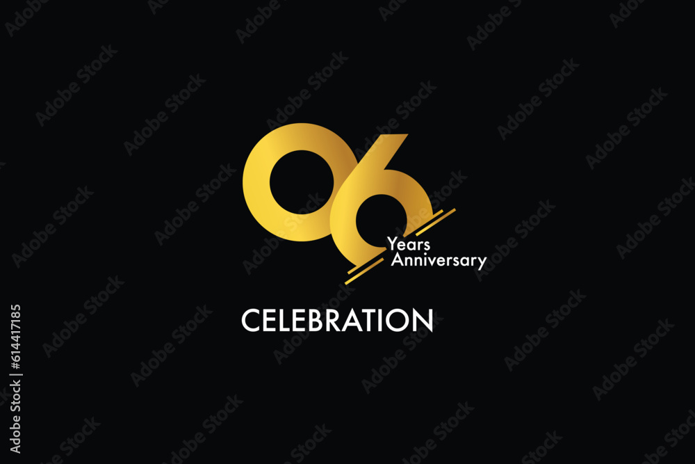 Vetor de 6th, 6 years, 6 year anniversary gold color on black ...