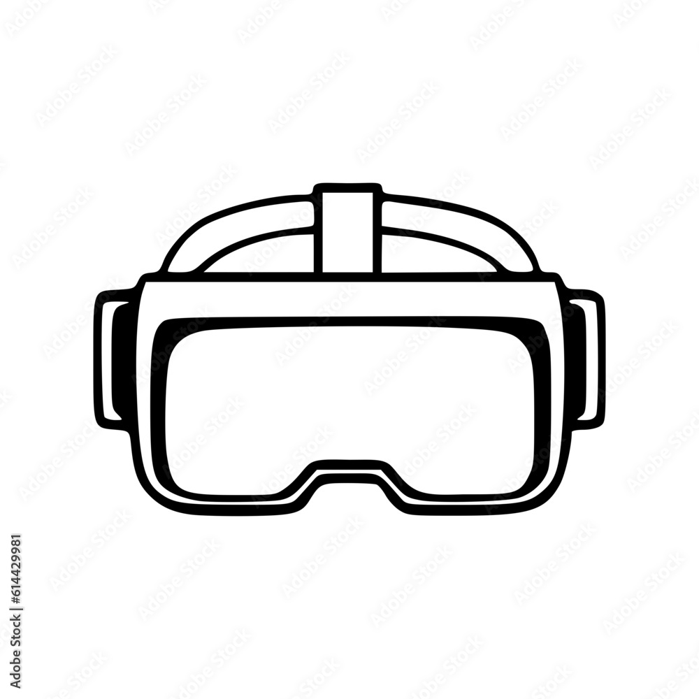 Augmented reality virtual reality headset icon black outlines vector ...