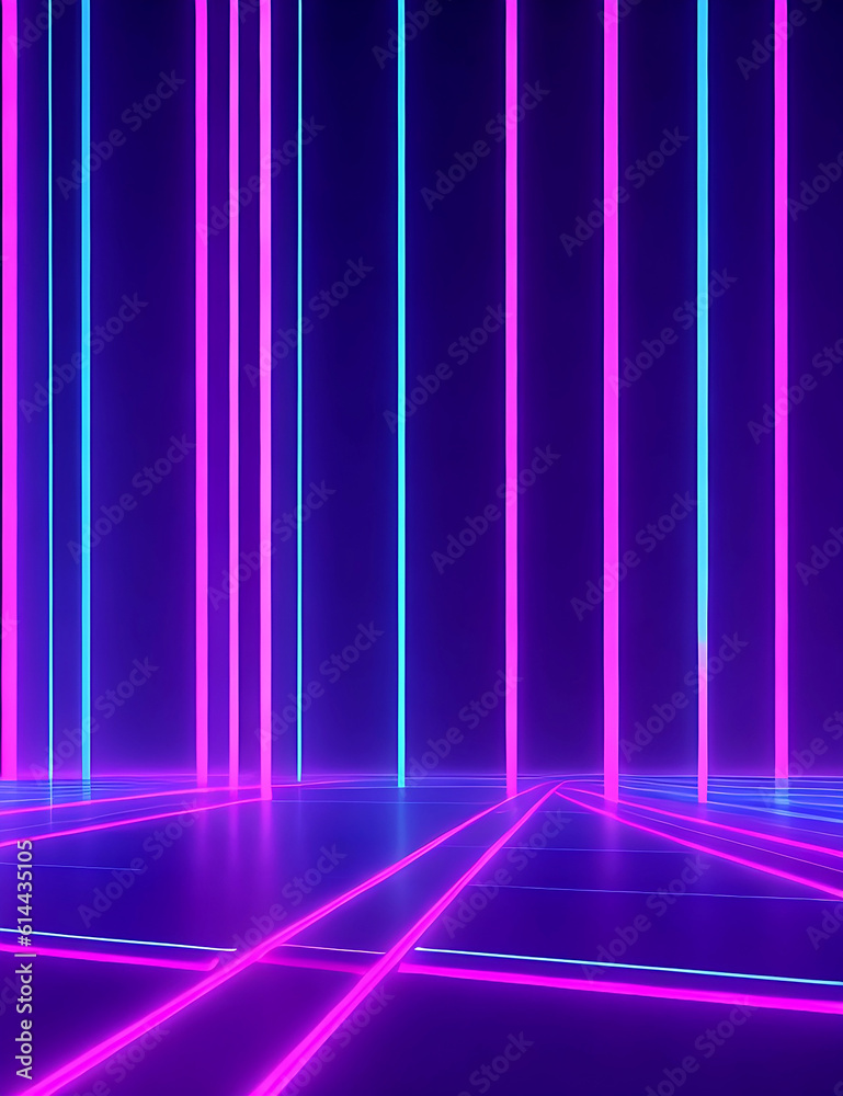3d Render, abstract minimal neon background,and RGB pink blue neon ...