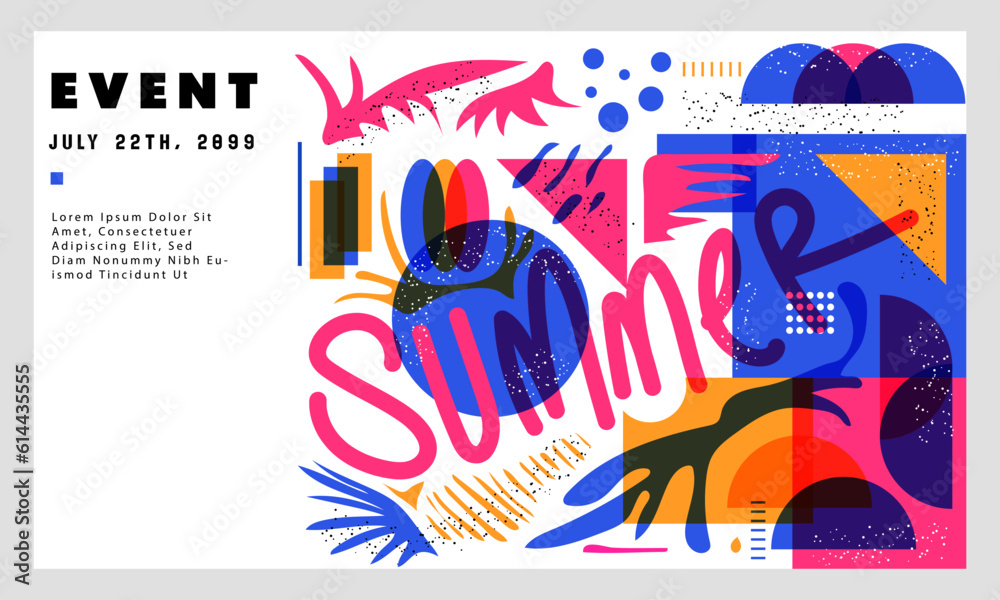 Summer Event Banner with Abstract Shapes for Print and Digital ...