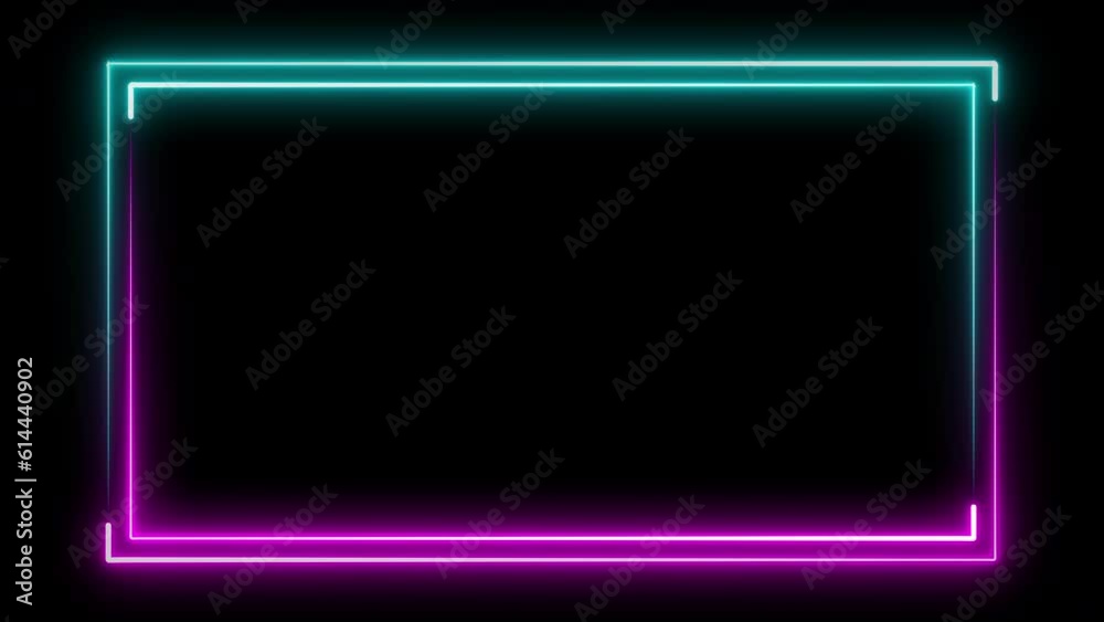 4K Neon Lights Frame Moving on Black Background Electric Glowing Frame ...