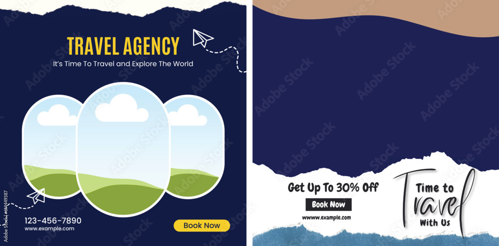 Travel poster set vector template design with promo text and world's ...
