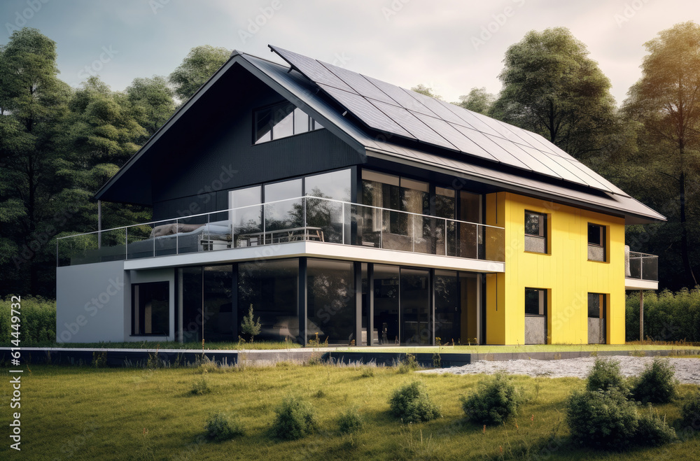 modernes Haus mit Solarzellen, modern house with solar cells Stock ...
