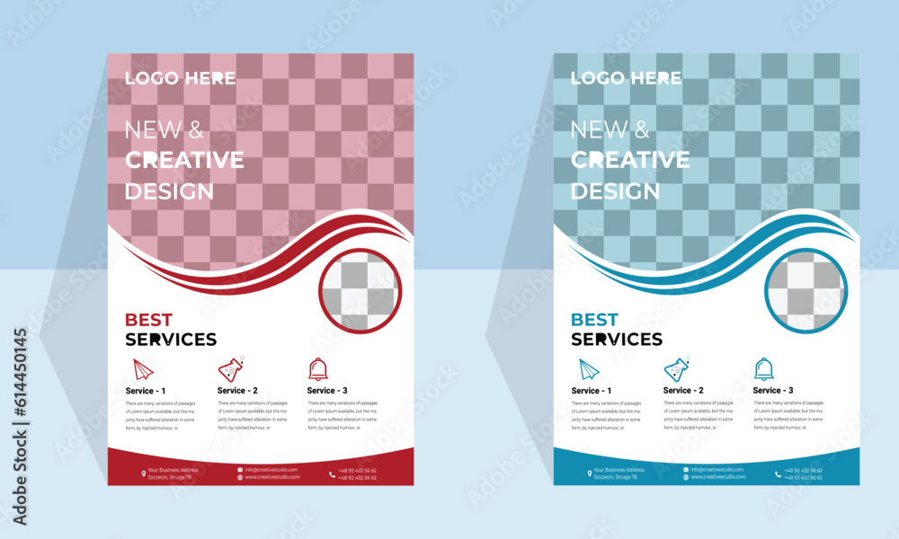 Simple Flyer Design with RED & BLUE Combination Stock Vector | Adobe Stock