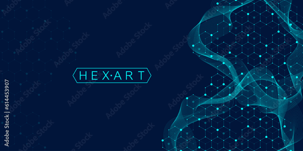 Technology abstract lines and dots connect background with hexagons ...