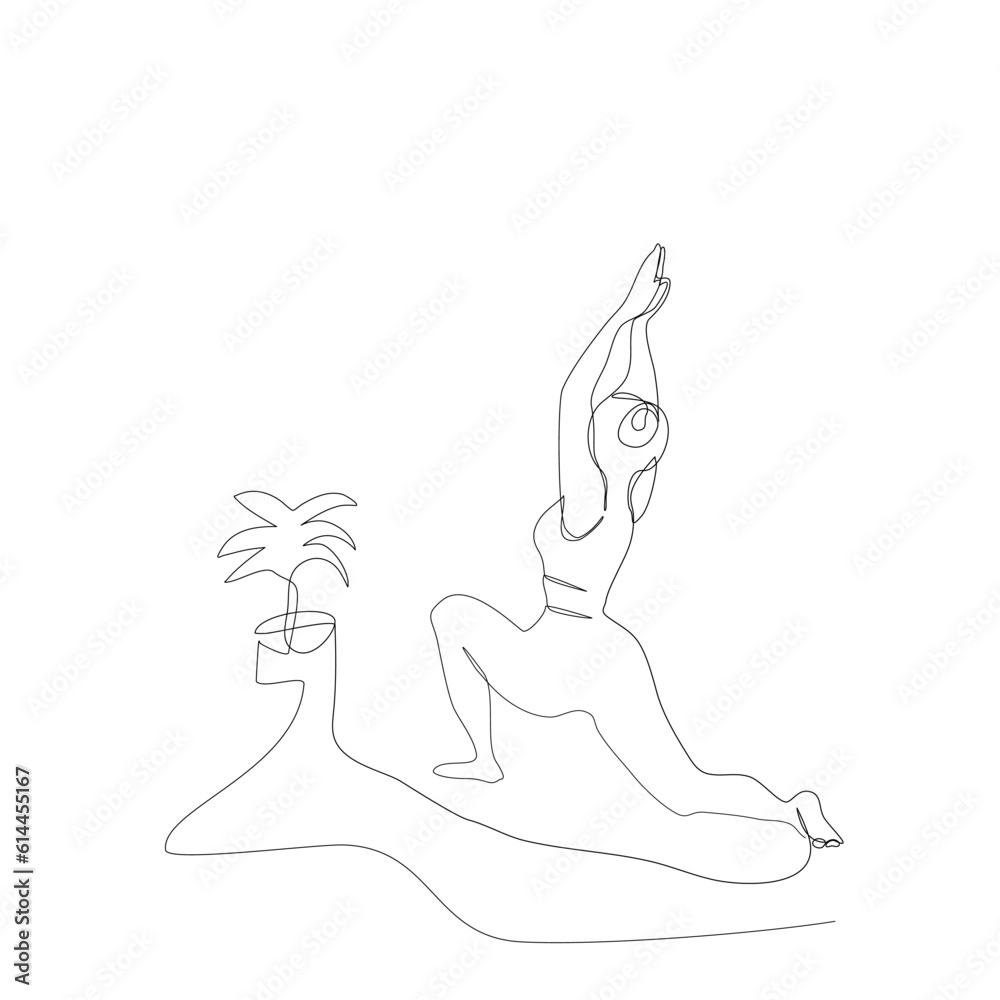 Vecteur Stock Back side view of Female yoga poses for flexibility in ...