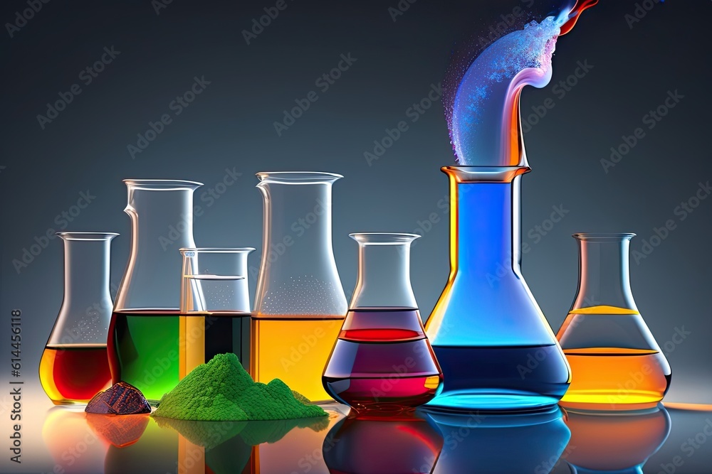 Chemical laboratory glassware volumetric flasks Stock Illustration ...