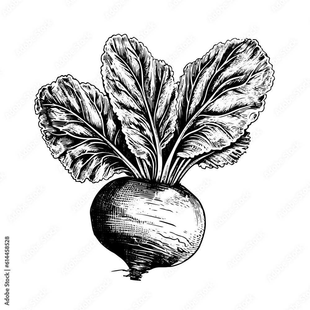 beet vector drawing. Isolated hand drawn object, engraved style ...