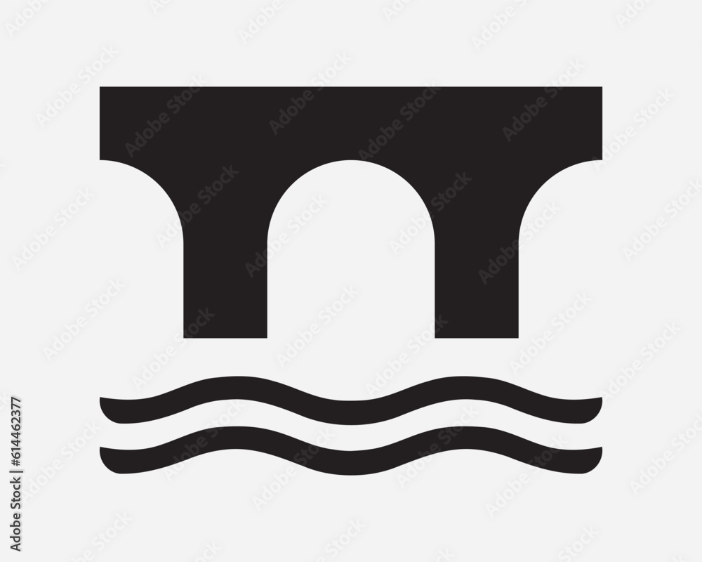 Arch Bridge with Water Icon River Architecture Support Column Pillar ...